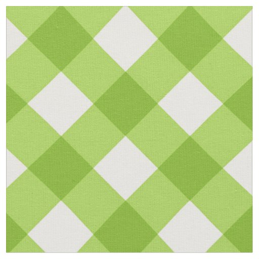 Diagonal White/Green Gingham Pattern Fabric | Zazzle