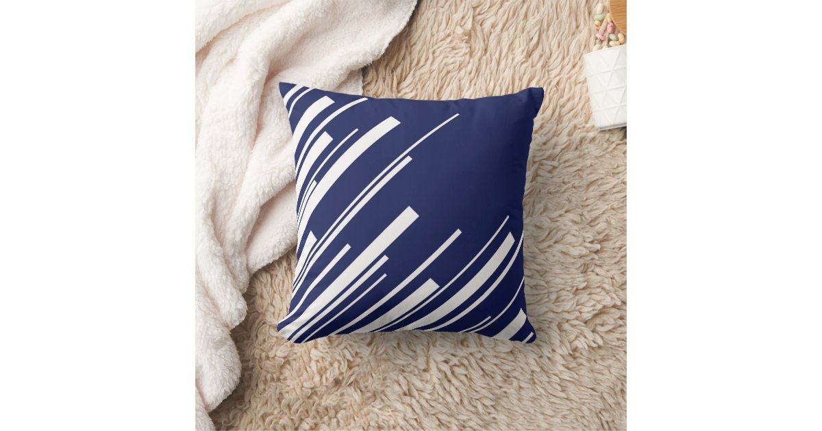 Diagonals - Blue and White Throw Pillow | Zazzle