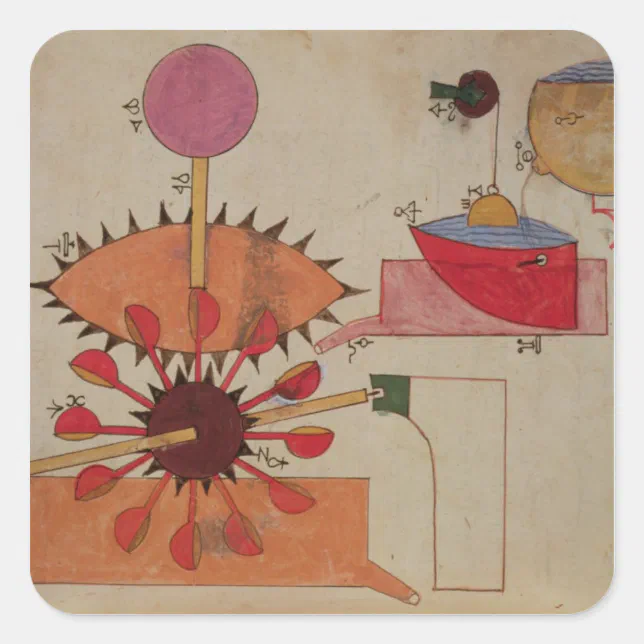 Diagram of a system for pumping water into a square sticker | Zazzle