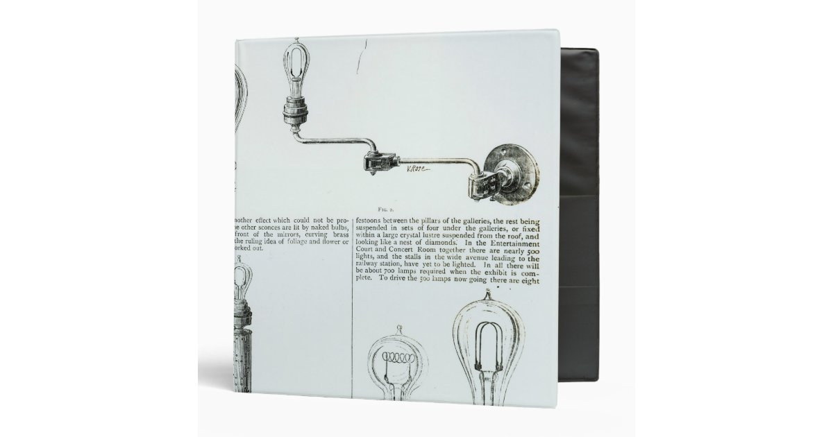 Diagrams of lightbulbs and their brackets 3 ring binder | Zazzle
