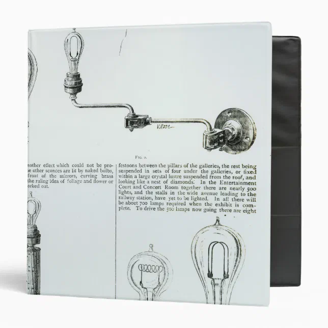 Diagrams of lightbulbs and their brackets 3 ring binder | Zazzle
