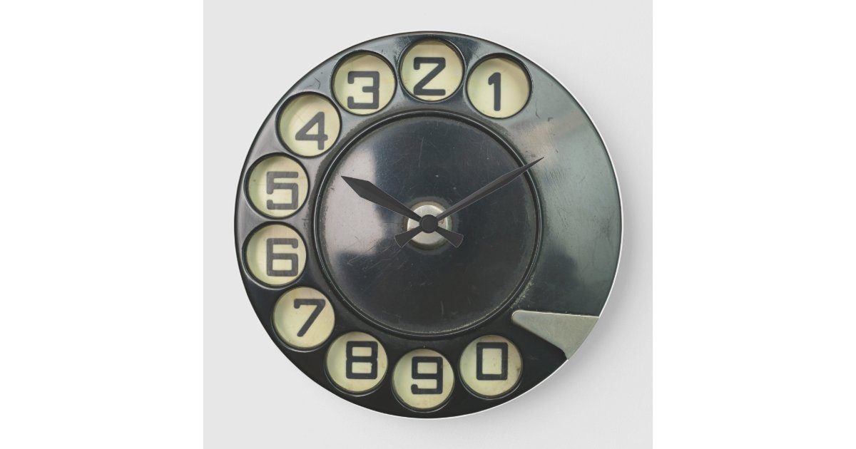 dial disk vintage retro phone number disc rotary large clock | Zazzle