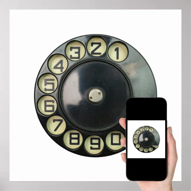 dial disk vintage retro phone number disk rotary poster | Zazzle