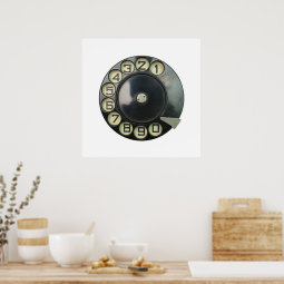 dial disk vintage retro phone number disk rotary poster | Zazzle