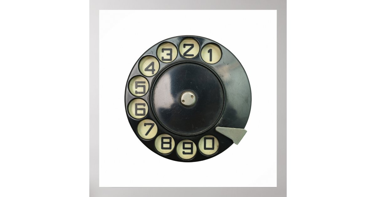 dial disk vintage retro phone number disk rotary poster | Zazzle