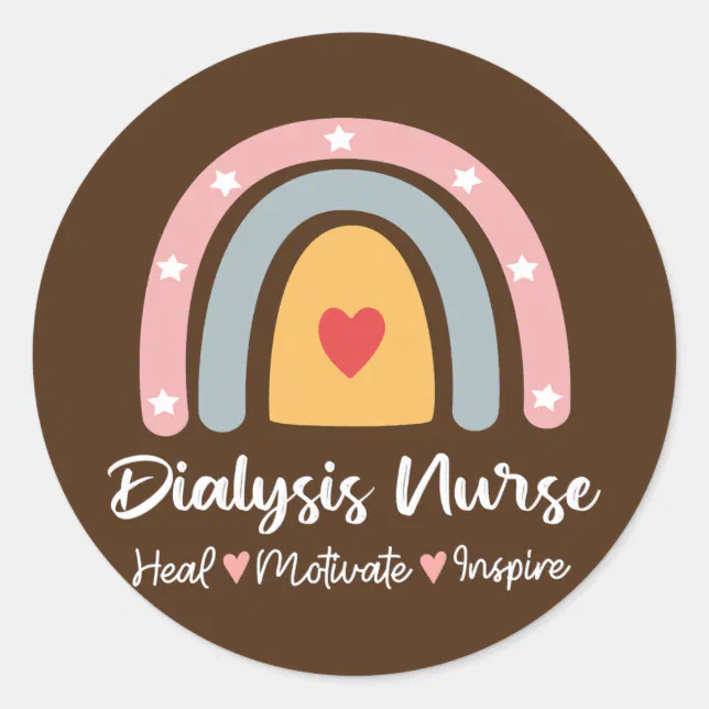 Dialysis Nurse Nephrology Nursing Student Rainbow Classic Round Sticker ...