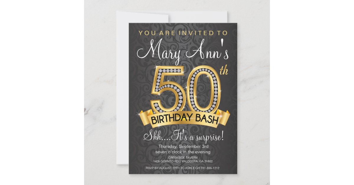 Diamond 50th Birthday Invitation | Zazzle