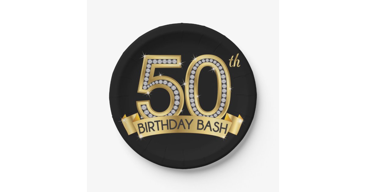 Diamond 50th Birthday Paper Plates | Zazzle
