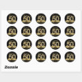 Diamond 50th Birthday Stickers | Black and Gold | Zazzle