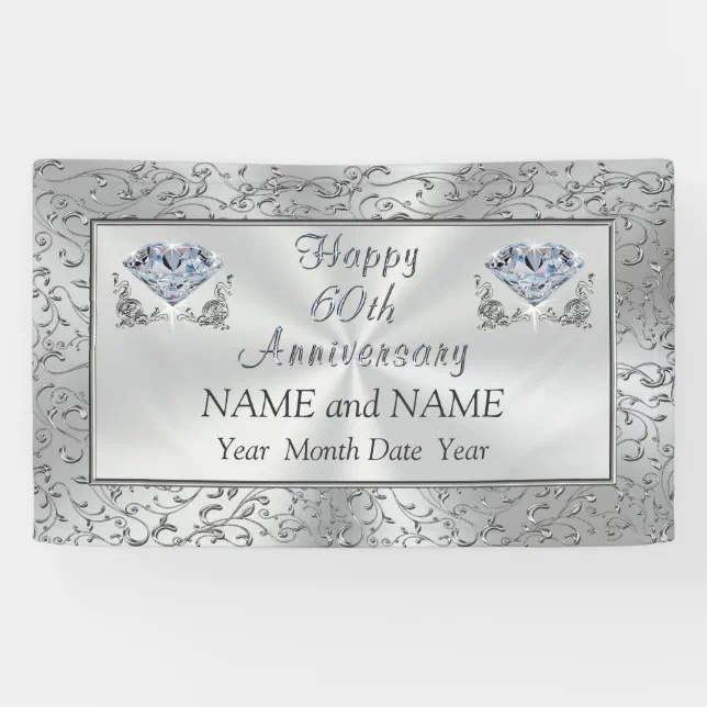 Diamond 60th Anniversary Banner with YOUR TEXT | Zazzle