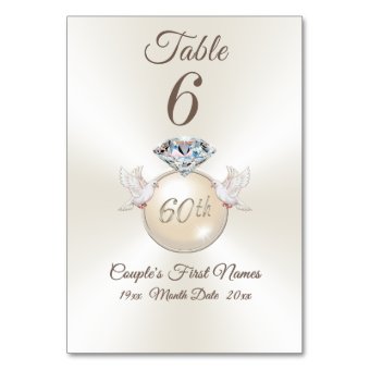 Diamond 60th Anniversary Table Number Cards | Zazzle