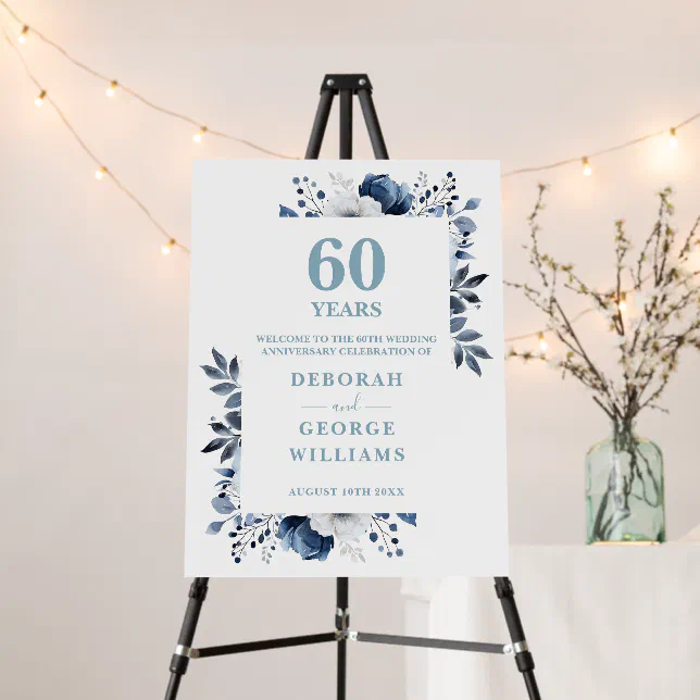 Diamond 60th Wedding Anniversary Welcome Sign | Zazzle