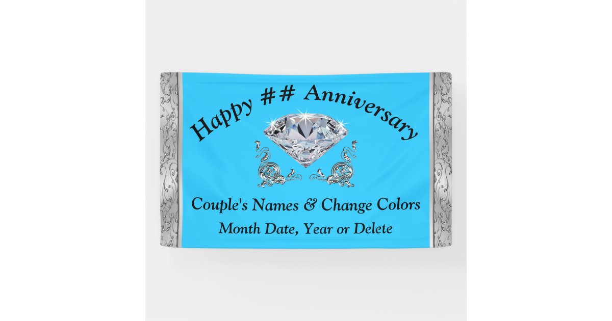 Diamond Anniversary Banners Personalized Your Text | Zazzle