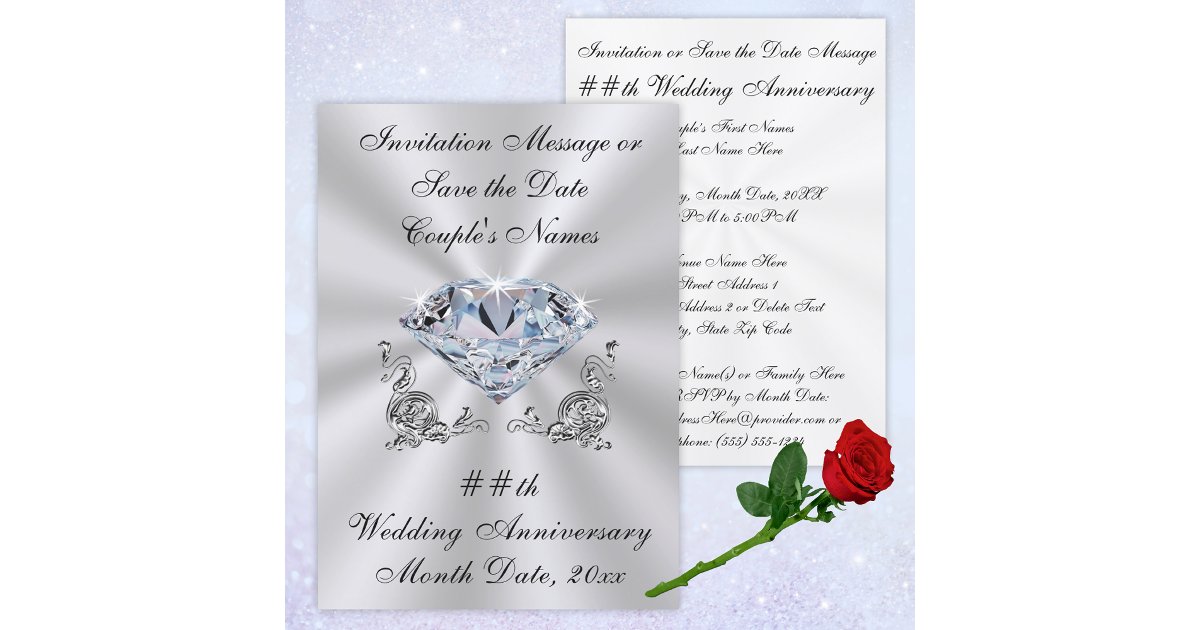 Diamond Anniversary Invitations or Save the Date | Zazzle
