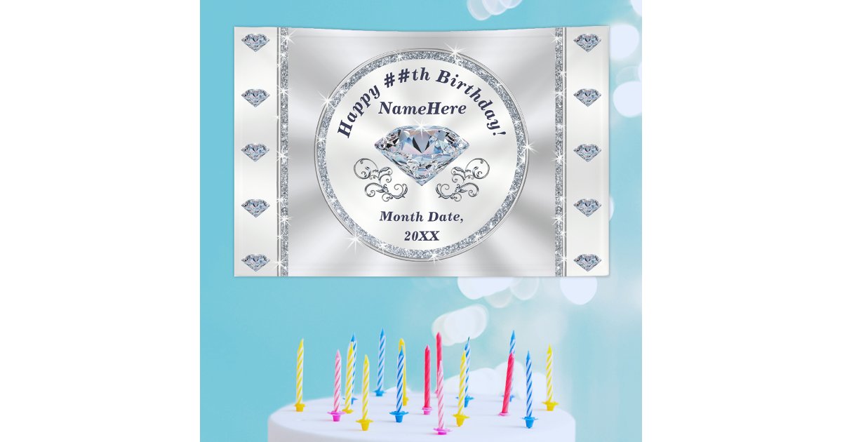 Diamond Banner, Personalized Birthday Banner | Zazzle