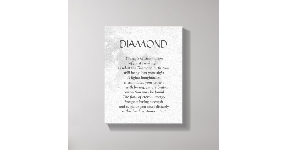 Diamond birthstone - April poem art canvas | Zazzle
