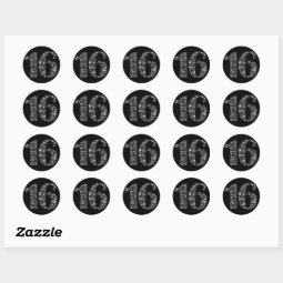 Diamond Bling 16 Sixteen Birthday Party Favor Classic Round Sticker ...