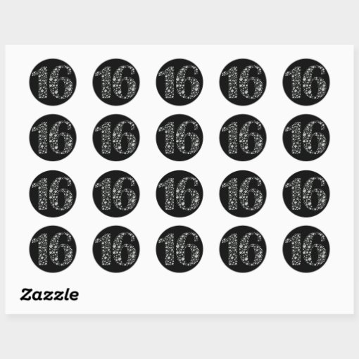 Diamond Bling 16 Sixteen Birthday Party Favor Classic Round Sticker ...