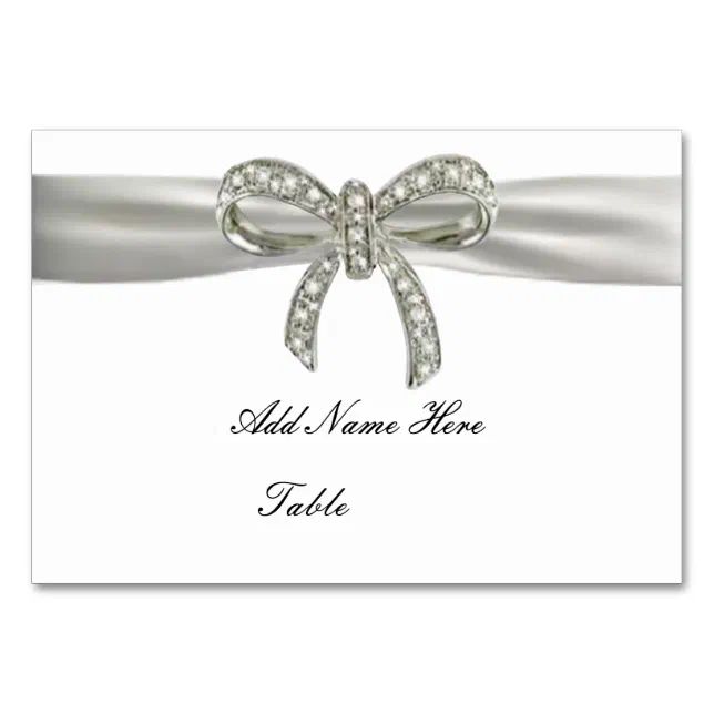 Diamond Bow Wedding Table Place Card | Zazzle