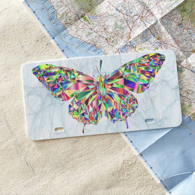 Diamond Butterfly in Smokey Background Texture License Plate | Zazzle