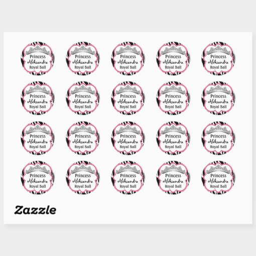 Diamond Crown Zebra Pink Stickers | Zazzle