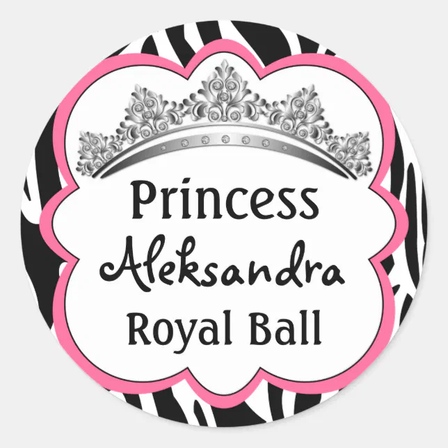 Diamond Crown Zebra Pink Stickers | Zazzle