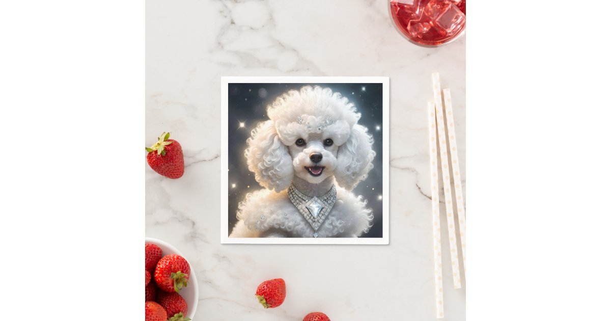 "Diamond Diva: The Glamorous Poodle in Sparkle" Napkins | Zazzle