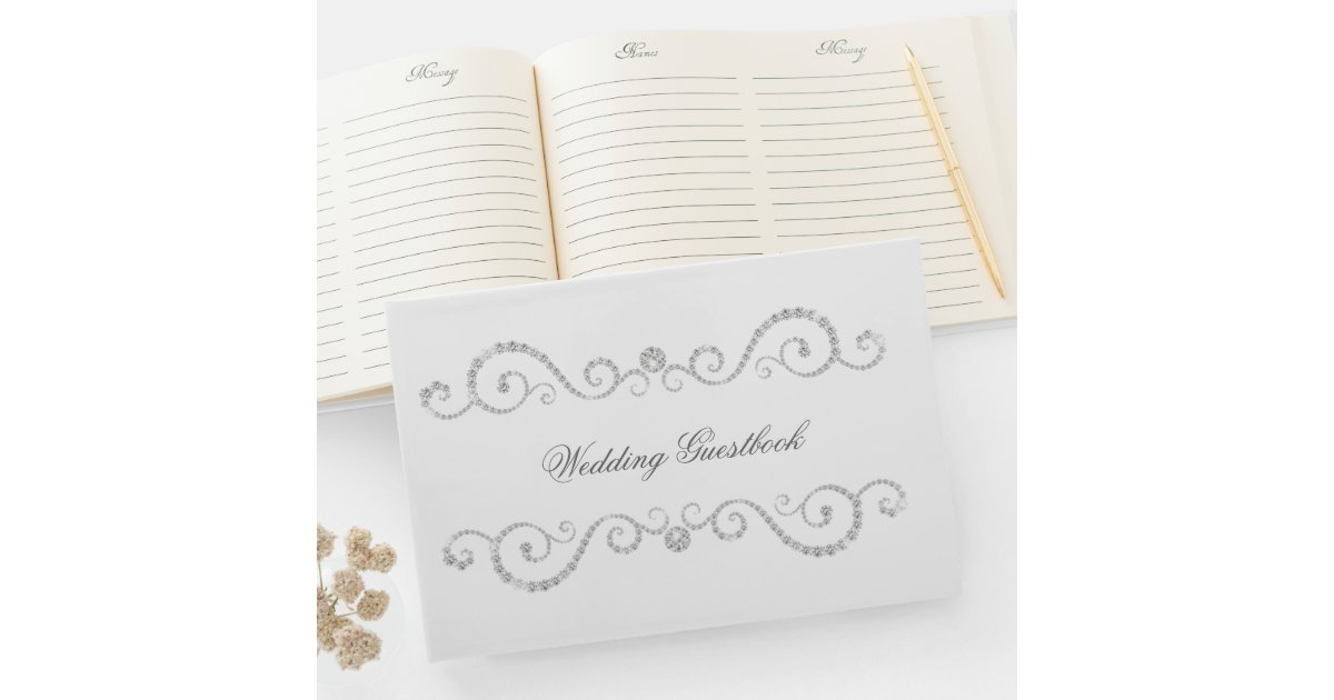 Diamond Dividers Wedding Guest Book | Zazzle