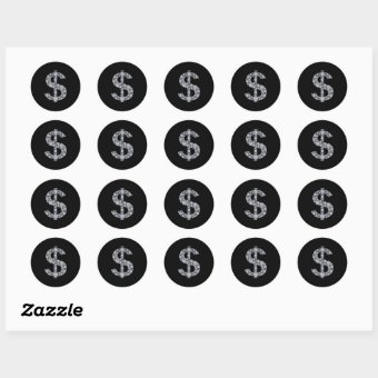 Diamond Dollar Sign Bling Classic Round Sticker | Zazzle