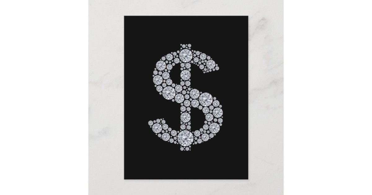 Diamond Dollar Sign Bling Postcard | Zazzle