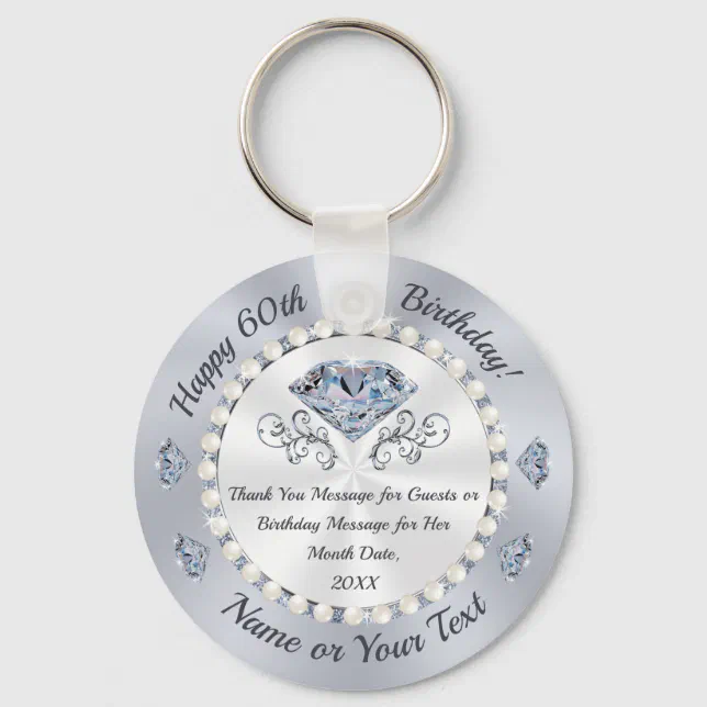 Diamond Favor, 60th Birthday Favors for a Woman, Keychain | Zazzle