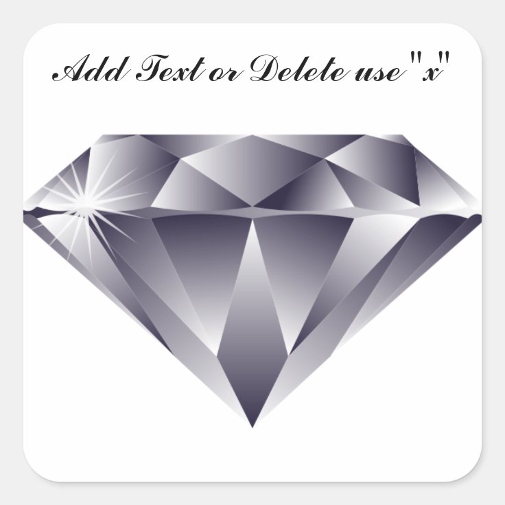 Diamond Gem Gemstone Design Optional Custom Words Square Sticker | Zazzle