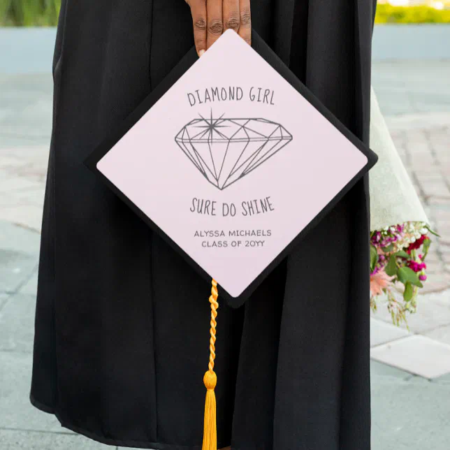 Diamond Girl Shine Personalized Graduation Cap Topper | Zazzle
