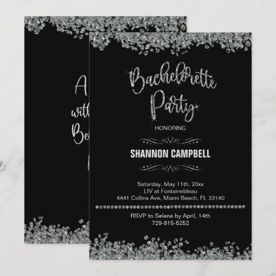 Diamond & Glitter Bachelorette Party Bling Invitation | Zazzle.com