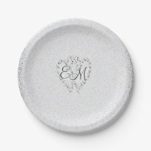 Diamond Glitter | Monogram Wedding Paper Plates | Zazzle
