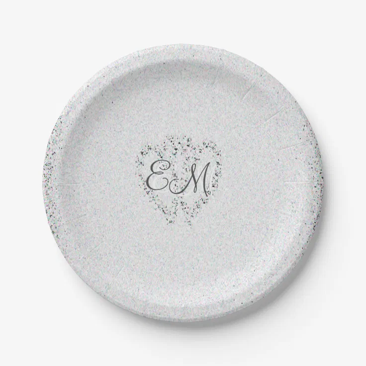 Diamond Glitter | Monogram Wedding Paper Plates | Zazzle