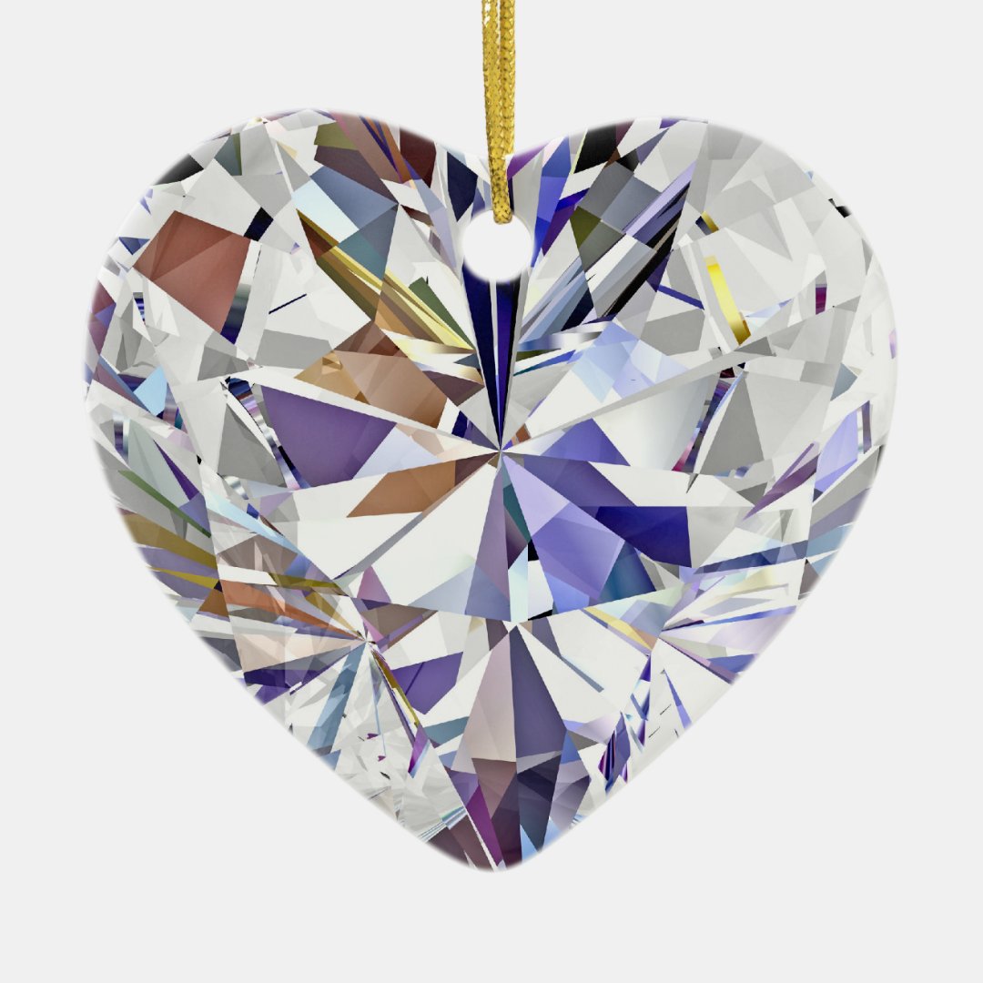 Diamond Heart Christmas Ornament | Zazzle