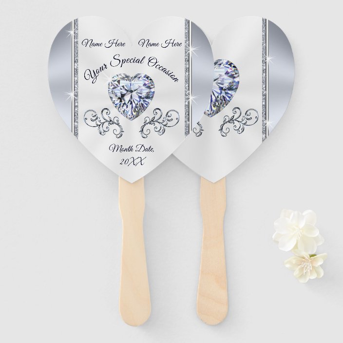 Diamond Heart Personalized Wedding Fans in Bulk | Zazzle.com
