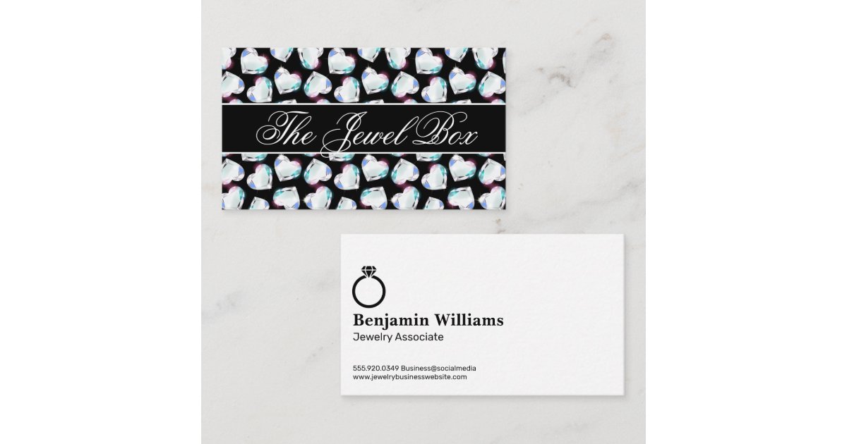 Diamond Hearts Pattern | Wedding Ring Business Card | Zazzle
