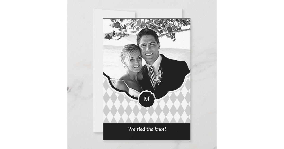 Diamond Monogram Photo Wedding Announcement | Zazzle