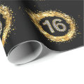Diamond Number 16 Glitter Bling Confetti | gold Wrapping Paper | Zazzle