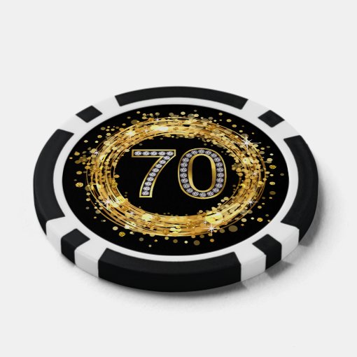 Diamond Number 70 Glitter Bling Confetti | gold Poker Chips | Zazzle