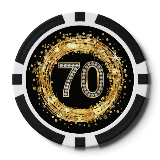Diamond Number 70 Glitter Bling Confetti | gold Poker Chips | Zazzle.com