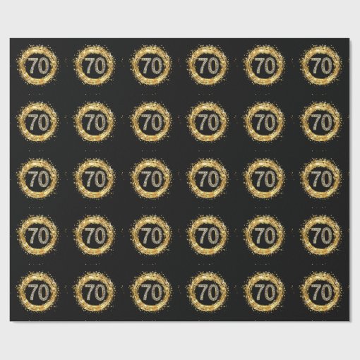 Diamond Number 70 Glitter Bling Confetti | gold Wrapping Paper | Zazzle