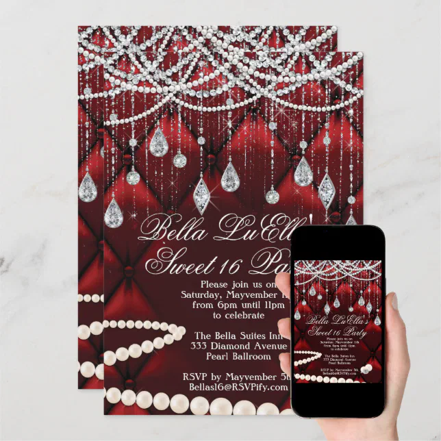 Diamond, Pearls and Bling Party Invitations | Zazzle