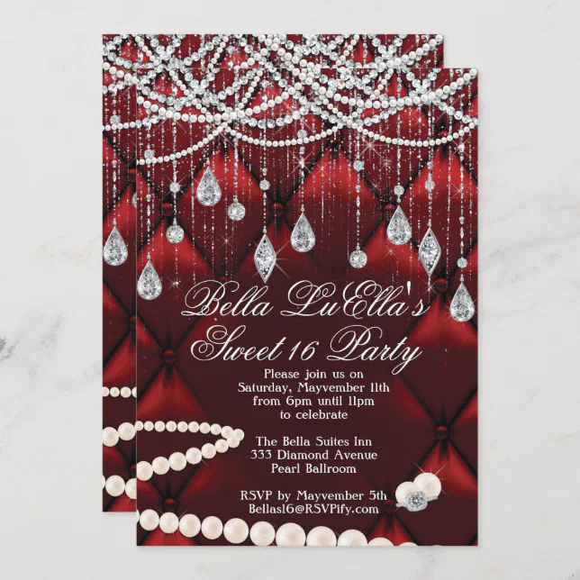 Diamond, Pearls and Bling Party Invitations | Zazzle