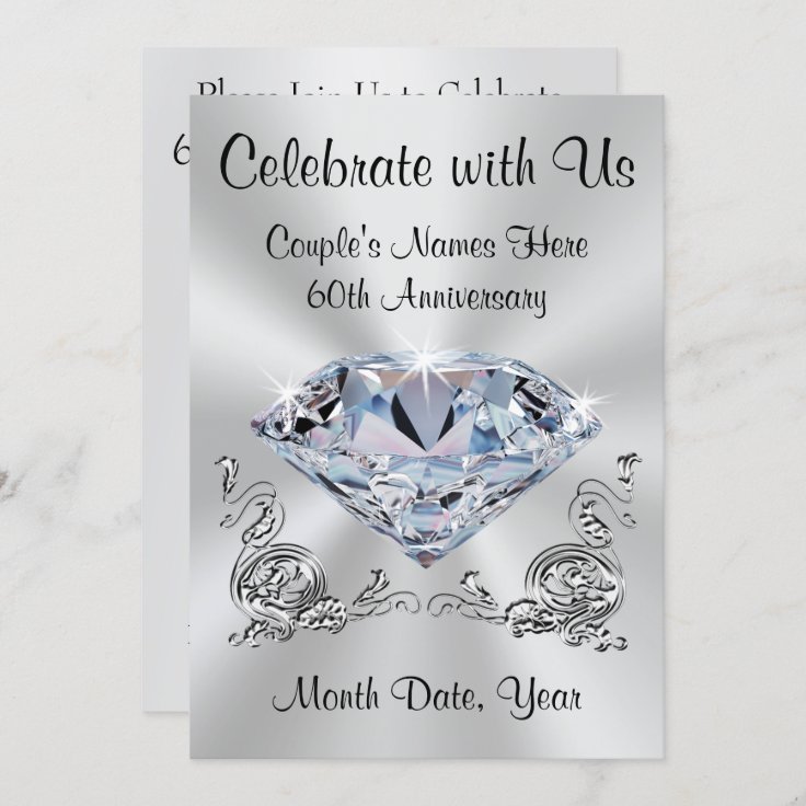 Diamond Personalized 60th Anniversary Invitations | Zazzle