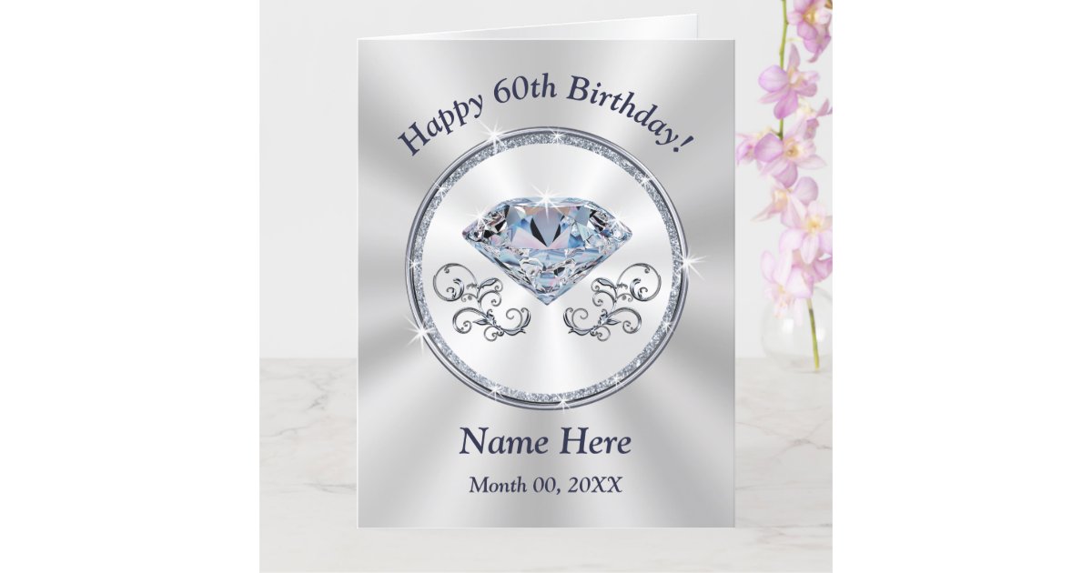 Diamond, Personalized 60th Birthday Cards for Her | Zazzle