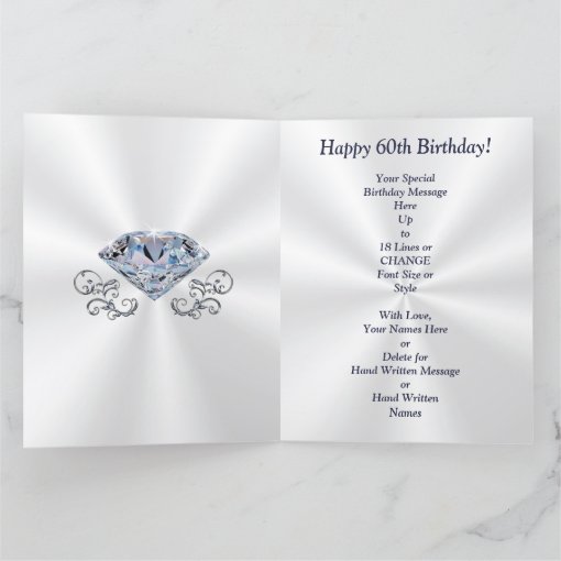 Diamond, Personalized 60th Birthday Cards for Her | Zazzle