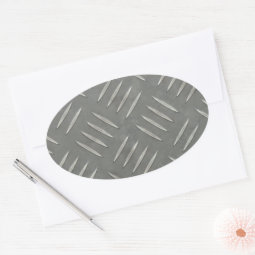 Diamond Plate Stainless Steel Textured Oval Sticker | Zazzle